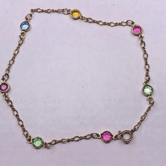 Unbranded | Jewelry | 2th 14k Gold Filled Link Bracelet Glass Stones ...